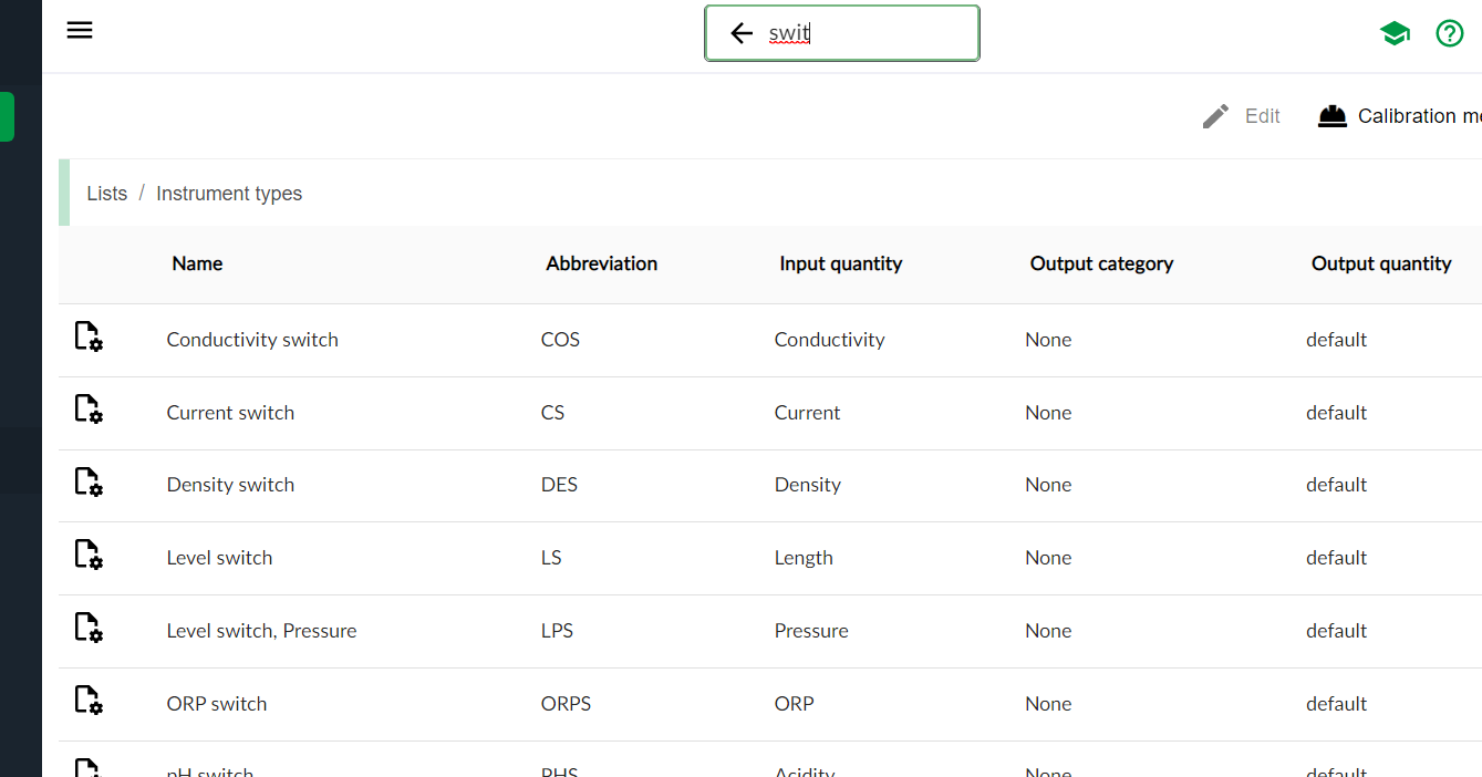 Instrument types | LOGiCAL Help
